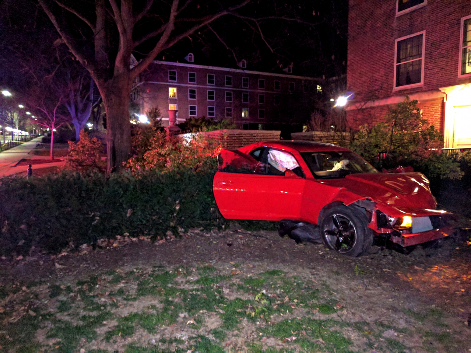 Vehicle Jumps Shortlidge Road Curb Nearly Crashing Into Simmons Hall
