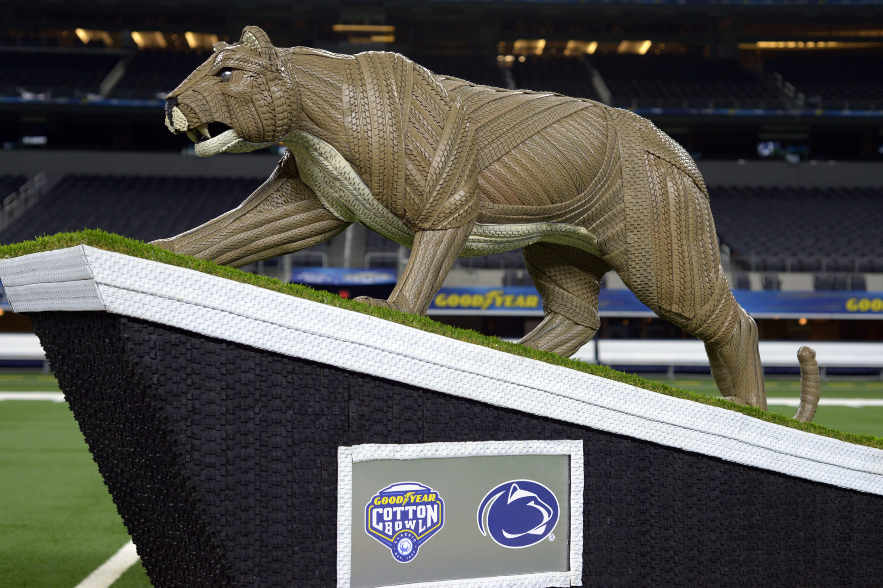 Goodyear Unveils Nittany Lion Tire Art Statue As Part Of Cotton Bowl ...