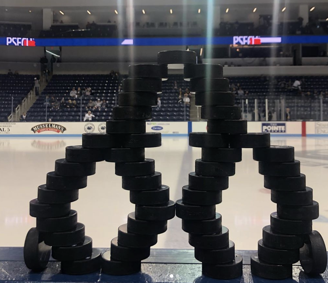 Penn State Hockey Equipment Staff Crafts #FTK Pregame Puck Stack ...