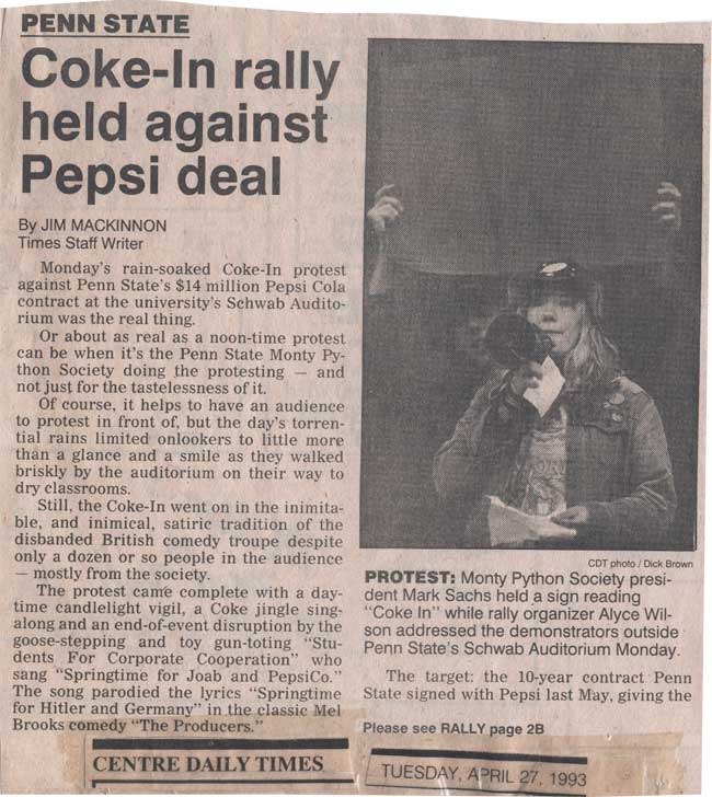 Carbonated Campus Coup: The 1993 Penn State 'Coke-In' | Onward State