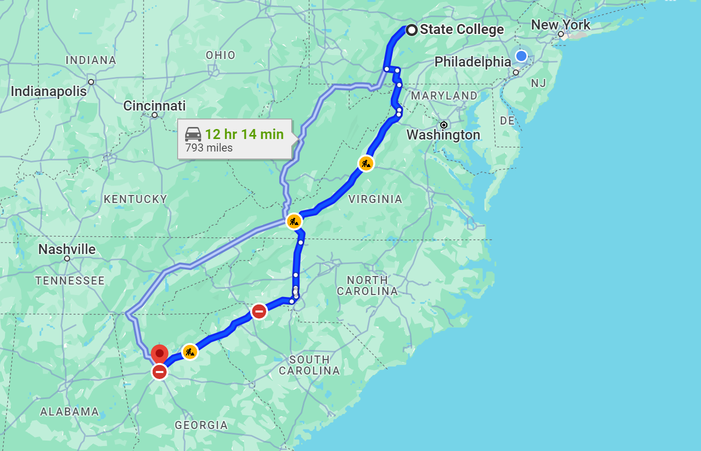 How To Road Trip From State College To Atlanta | Onward State